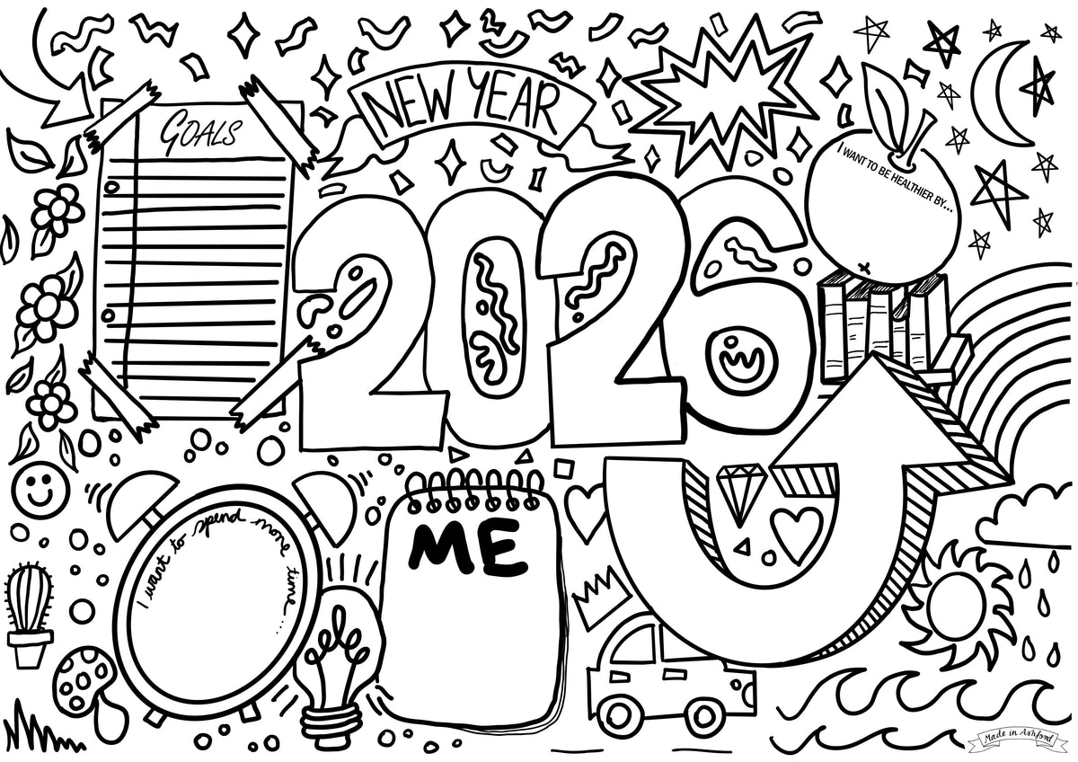 2026 New Year FREE Colouring Sheet & Journal Page – Made in Ashford