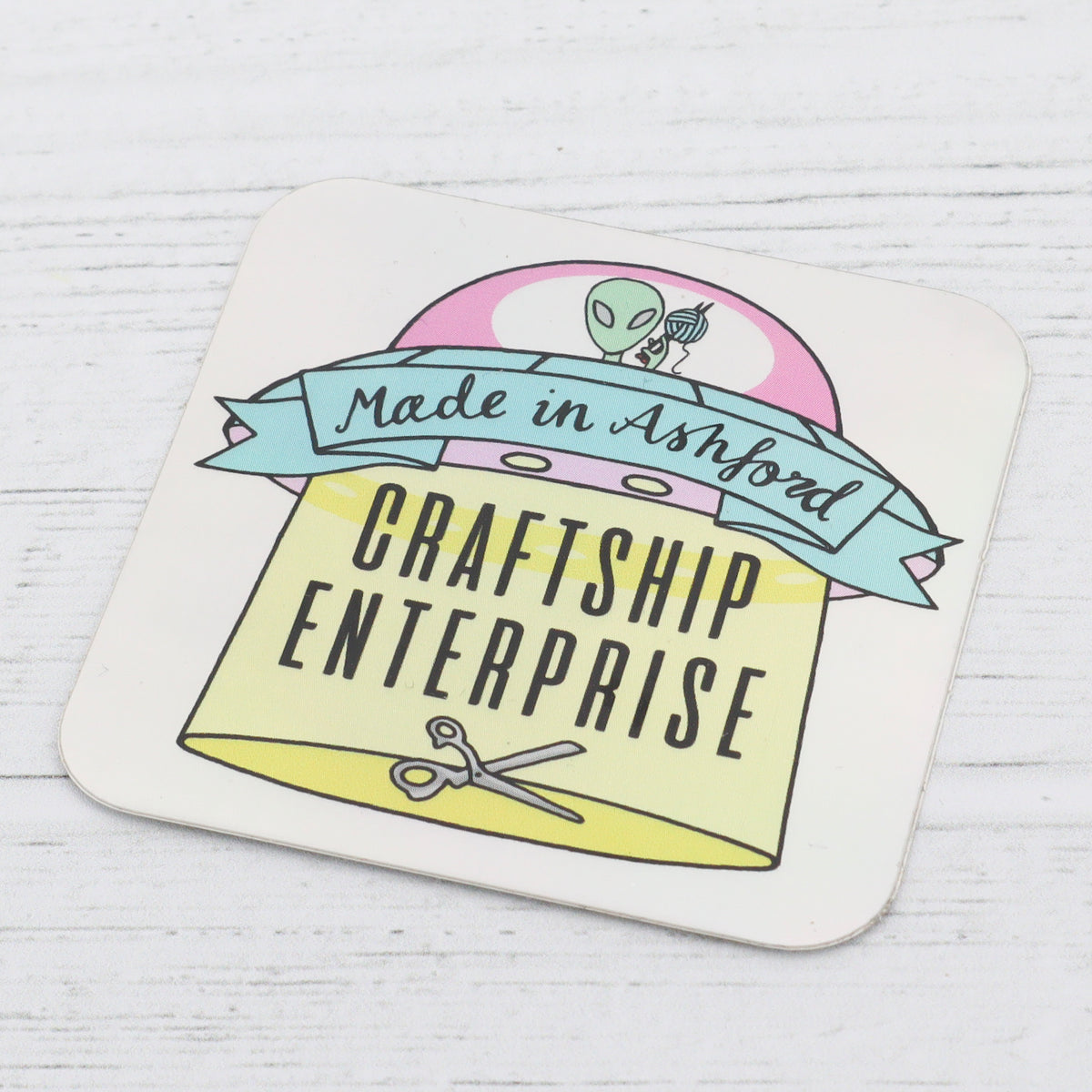 Craftship Enterprise CIC shiny square sticker – Made in Ashford
